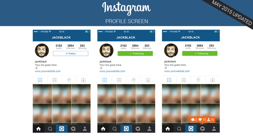 FREE Instagram Profile UI PSD May 2015 – MarinaD