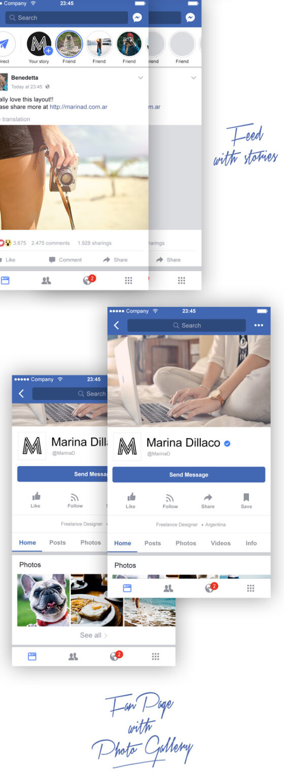FREE Facebook Mobile UI PSD – MarinaD