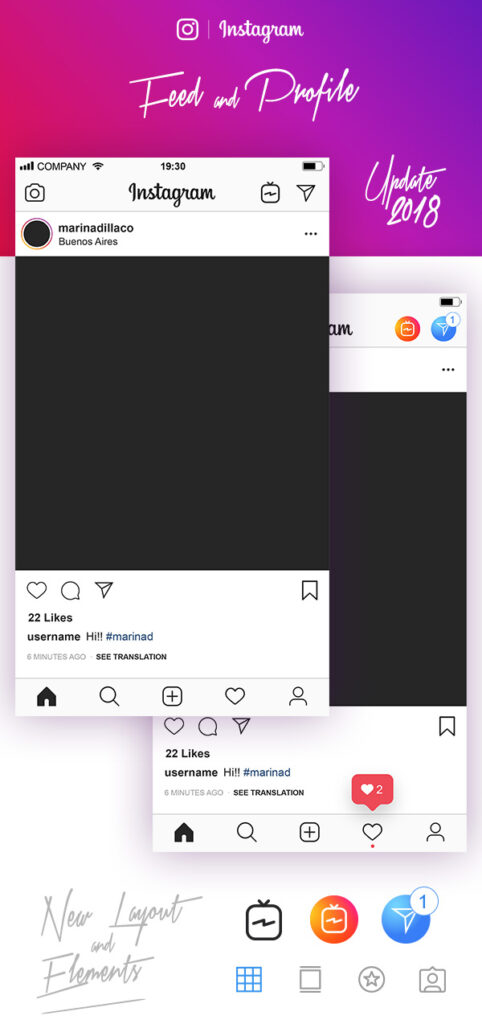 FREE Instagram Layout Feed and Profile UI – 2018 – MarinaD